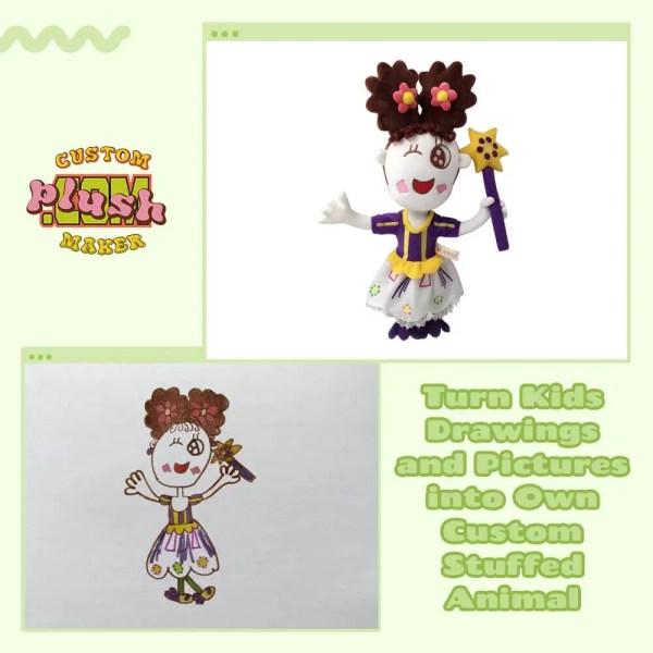 Turn children's drawings and photos into custom plush toys